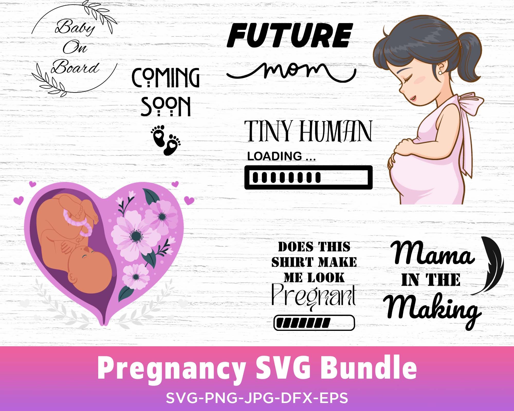 Paquete SVG de embarazo, bebé svg, svg embarazada, svg de maternidad ...