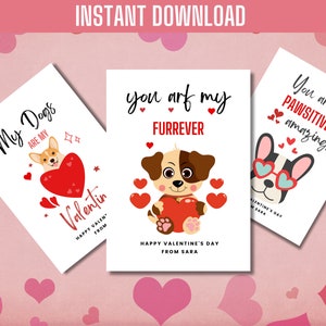 EDITABLE Printable Dog Valentine Cards, Valentines Day Cards, Valentine ...