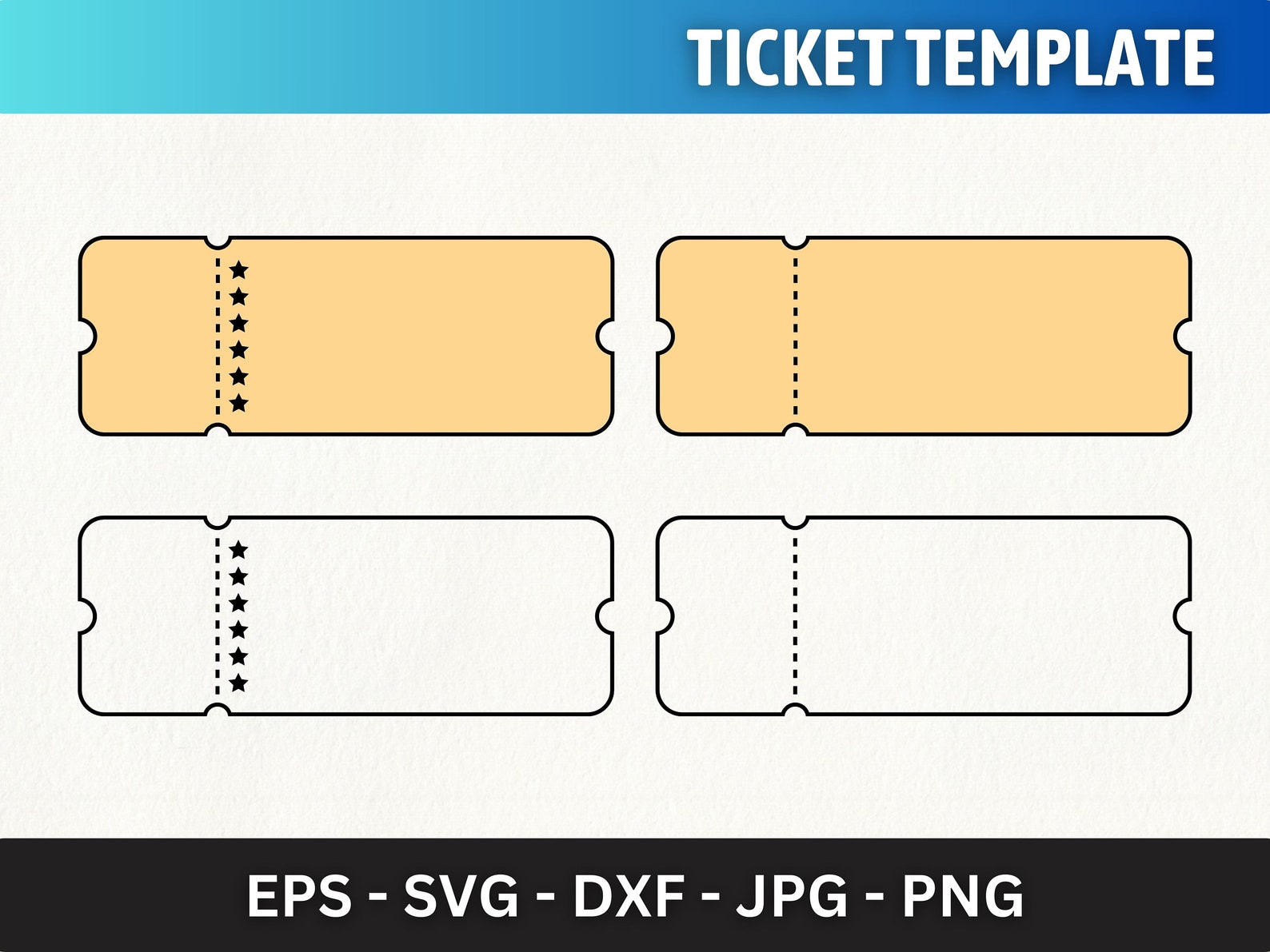 Ticket Svg, Ticket Template Svg, Custom Ticket Border, Movie Ticket Svg ...
