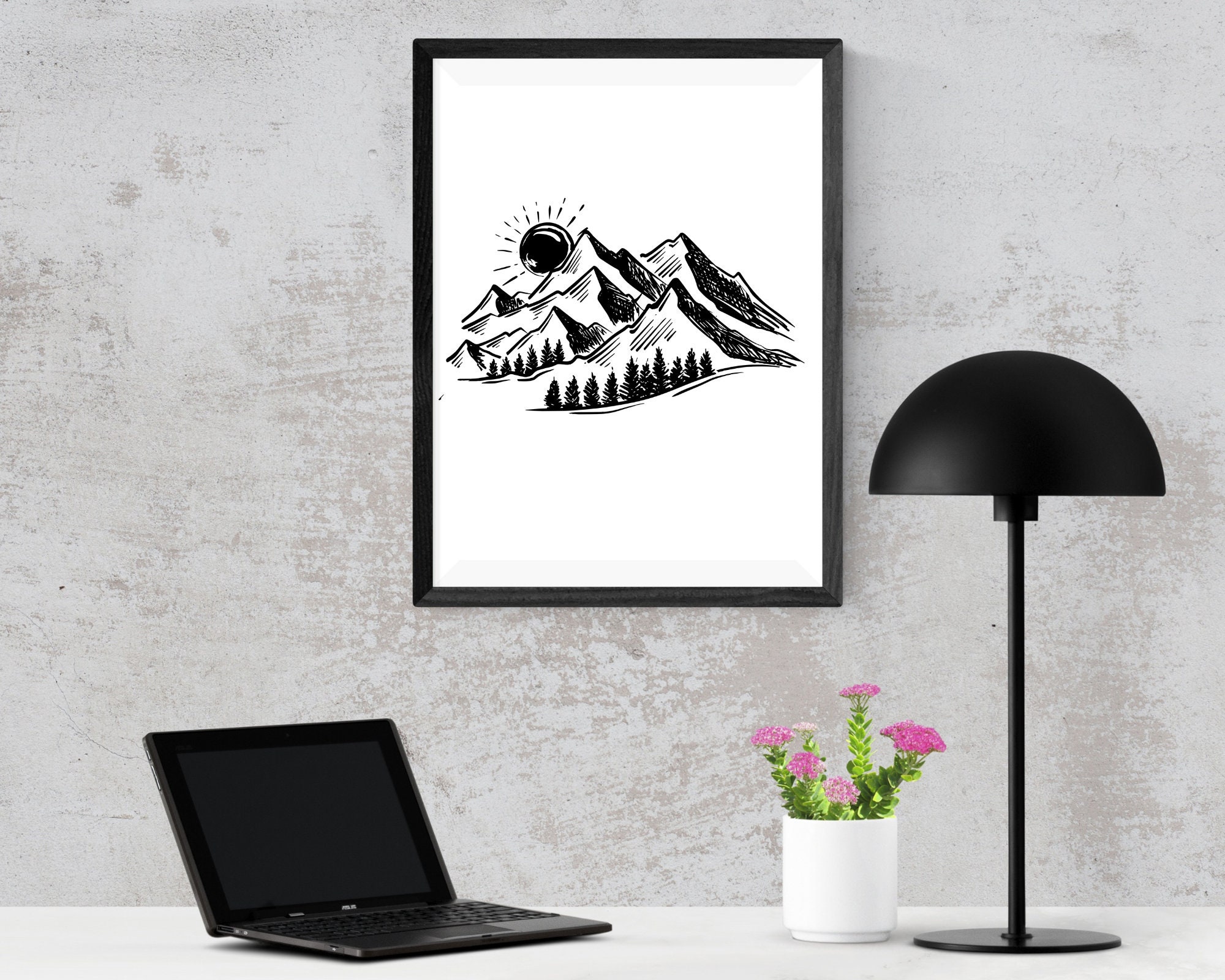 Geometric Mountain and Forest SVG Bundle Abstract Nature Designs Modern ...