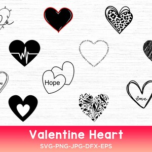 Valentine Heart Svg, Heart SVG Bundle, Heart Clipart, Doodle Hearts ...