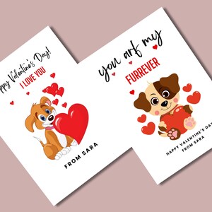 EDITABLE Printable Dog Valentine Cards, Valentines Day Cards, Valentine ...