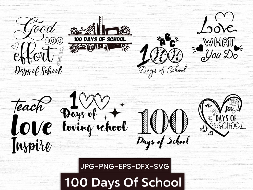 100 Days of School SVG Bundle, Happy 100 Days of School, 100 Days ...