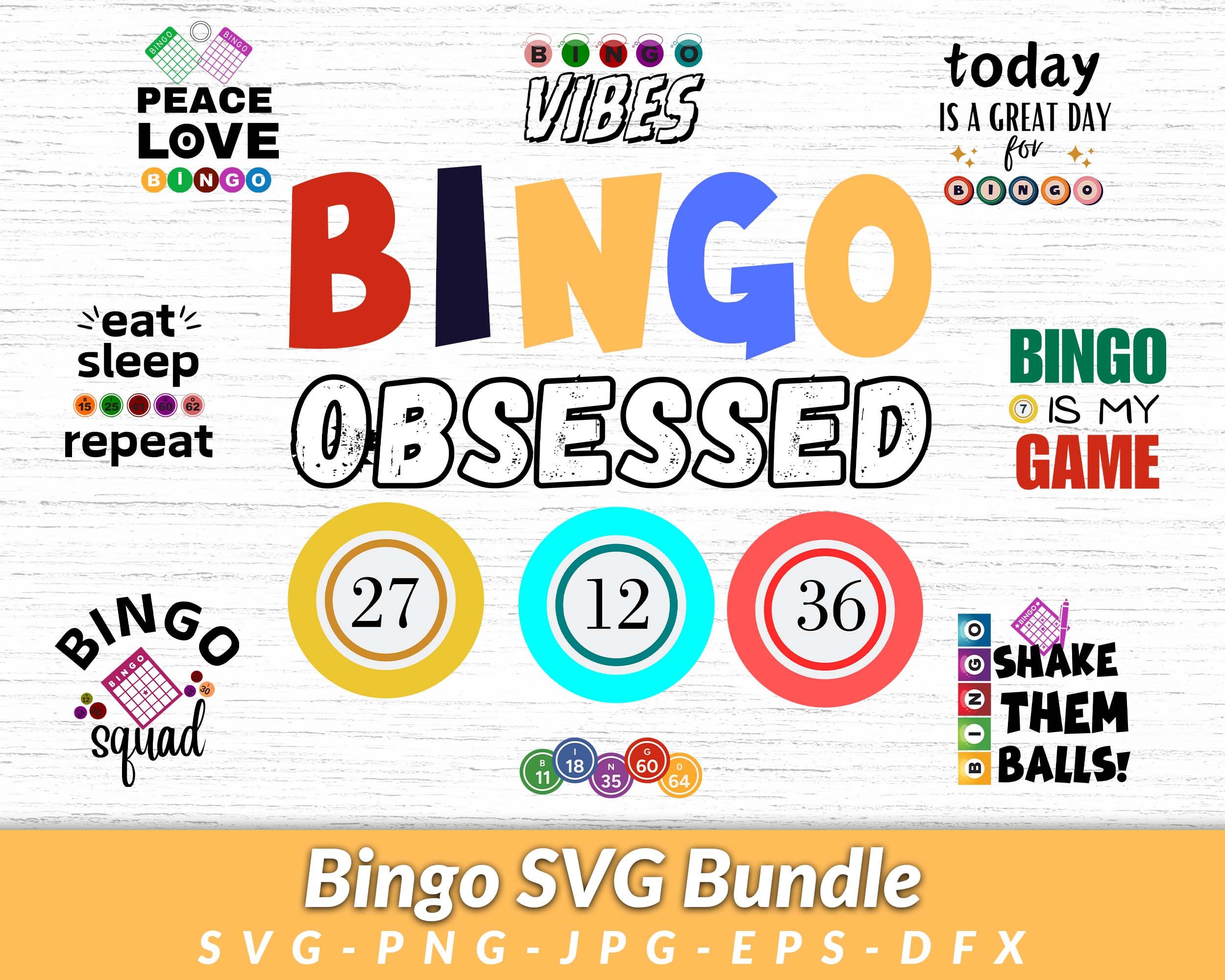 Bingo SVG, Bingo Card Template, Bingo Balls Illustration, Game Night ...