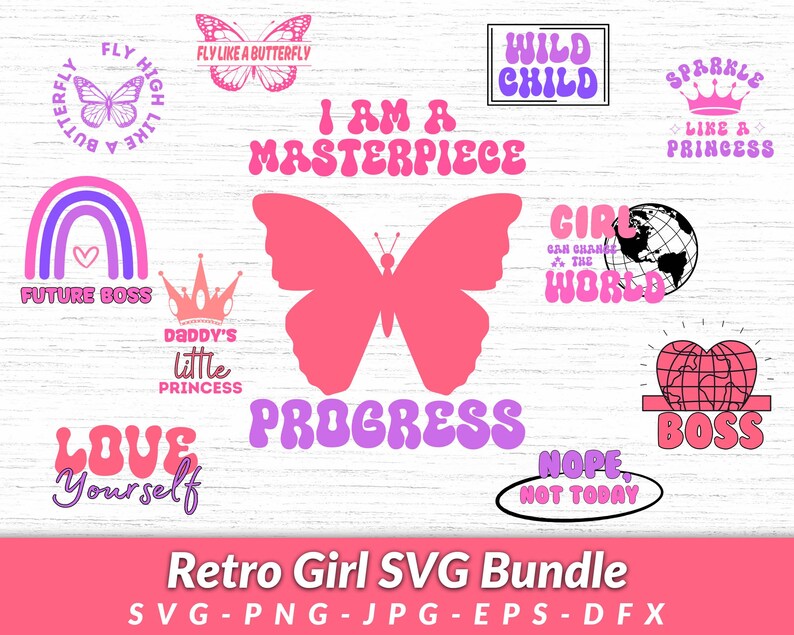 Retro Little Girl Svg Bundle, Little Girl Svg, Retro Designs, Little ...