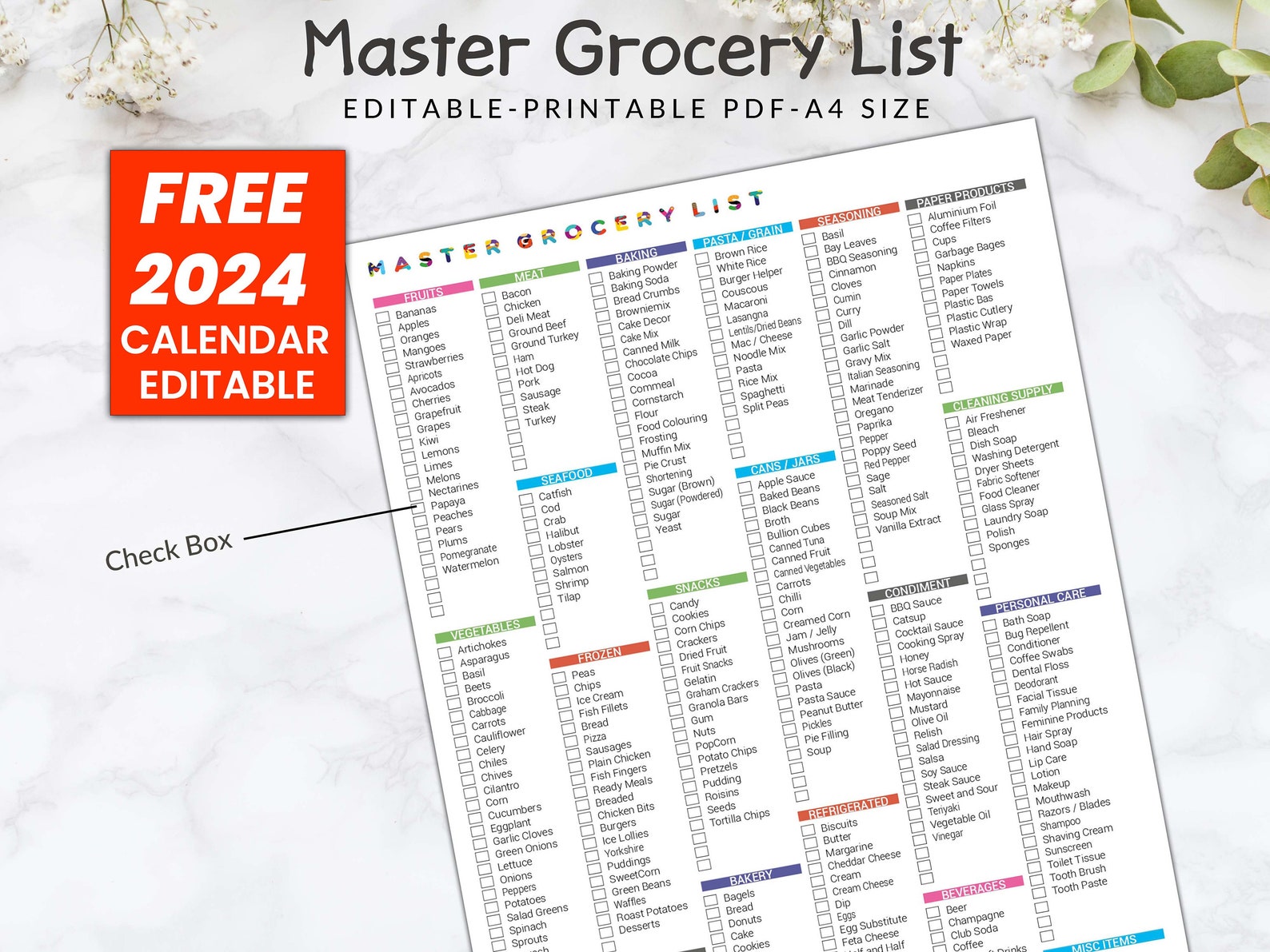 Editable and Printable Master Grocery List, Online Shopping List ...