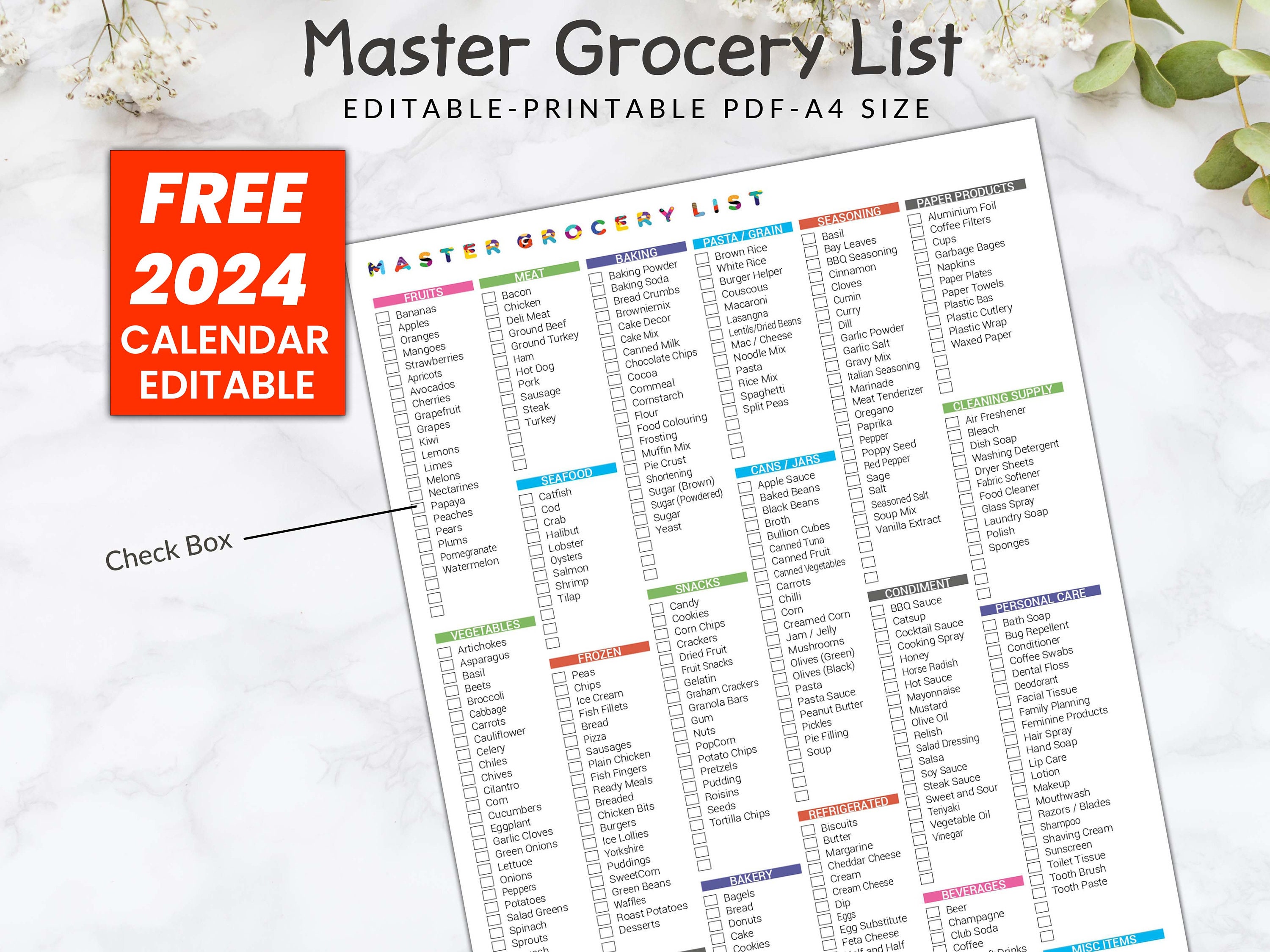 Editable and Printable Master Grocery List, Online Shopping List ...
