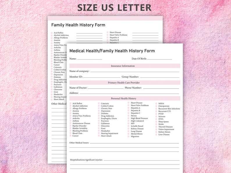 Medical Health History Form, Patient Health History, Medical History ...