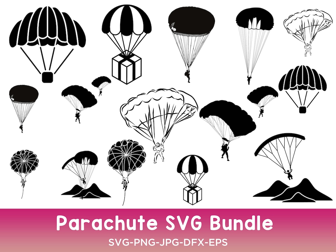 Parachute Svg, Parachute Clipart, Parachuting, Jumping, Silhouette, Png ...