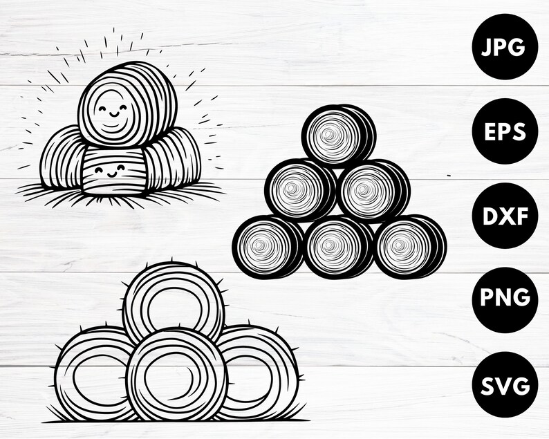 Hay Bales SVG Bundle, Round Bales Svg, Wheat Bale Svg, Bale of Hay Svg ...