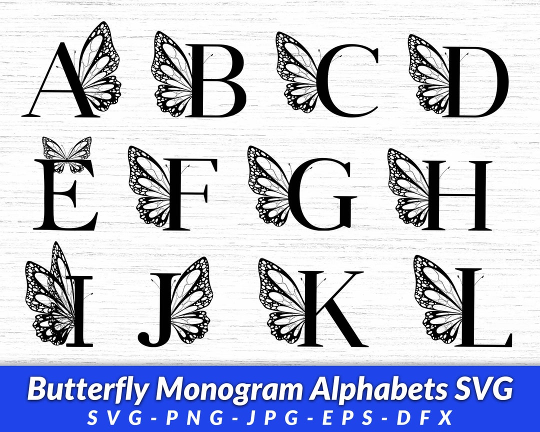 Butterfly Monogram SVG, Insect Clipart, Butterflies, Monogram Design ...