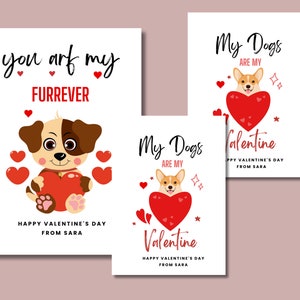 EDITABLE Printable Dog Valentine Cards, Valentines Day Cards, Valentine ...