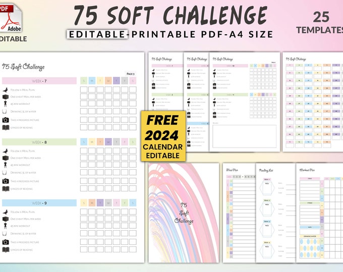 Editable 75 Soft Challenge - Bundle 4 Templates - Original 75 Soft ...