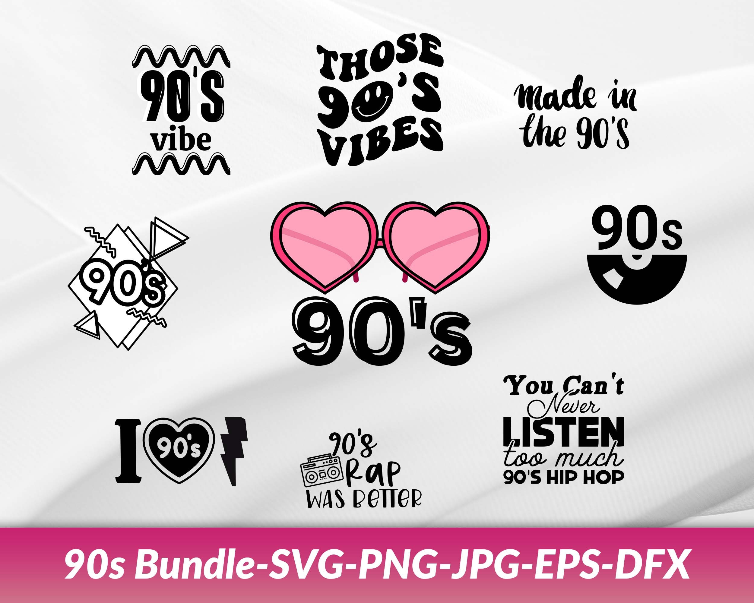 90s Svg Bundle, I Love the 90s Svg, PNG ,1990 Design, 90's Svg, 90's ...
