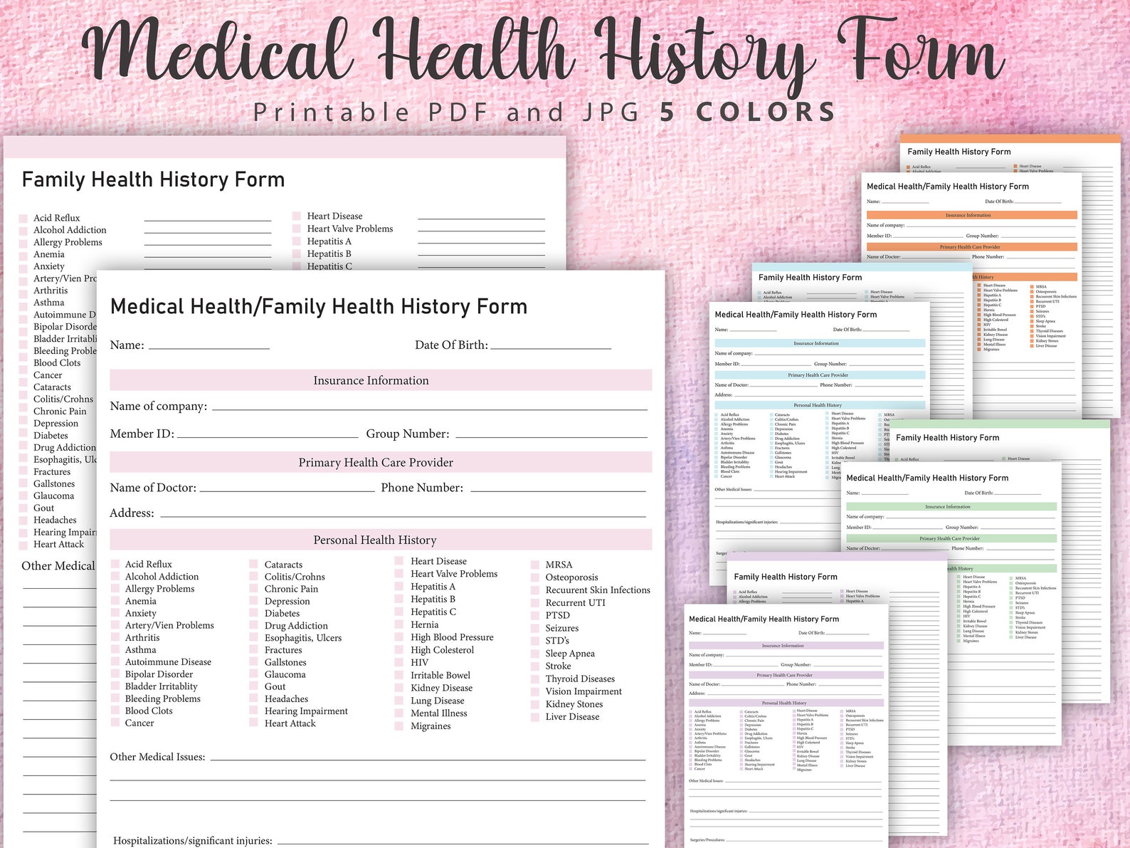 Medical Health History Form, Patient Health History, Medical History ...