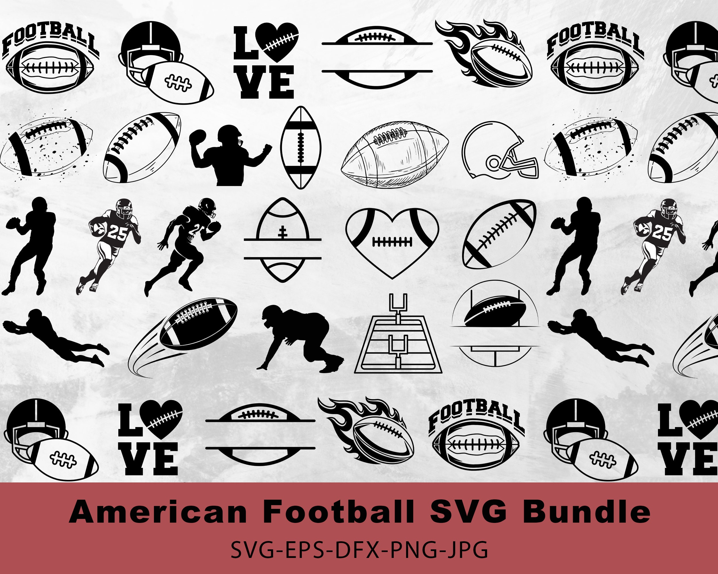 American Football SVG Bundle, Football Clipart Football, American ...
