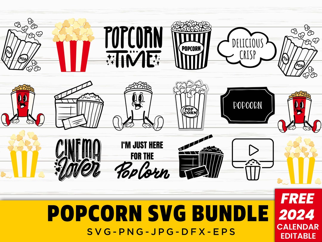 Popcorn Svg Bundle, Popcorn Box Svg, Popcorn Clipart, Pop Corn Svg ...