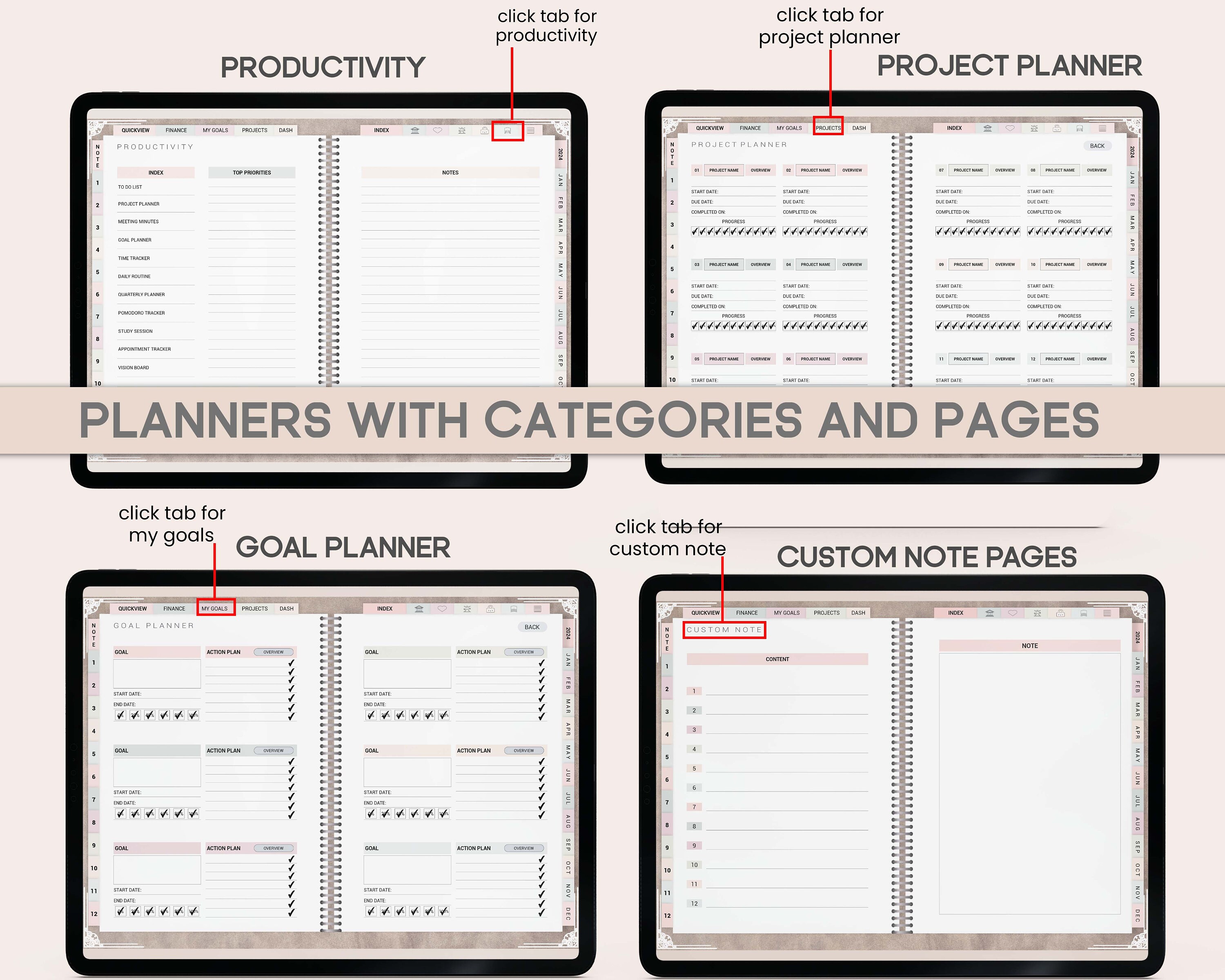 Digital Planner 2024 Minimalist, iPad Planner Android Planner, Ultimate ...
