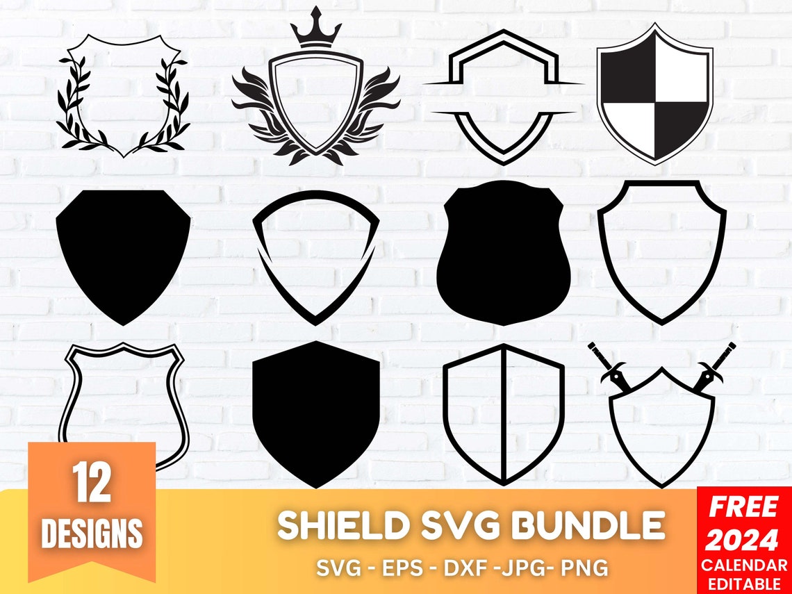Shield Svg BUNDLE, Flowery Shield SVG, Shield PNG, Shield Clipart ...