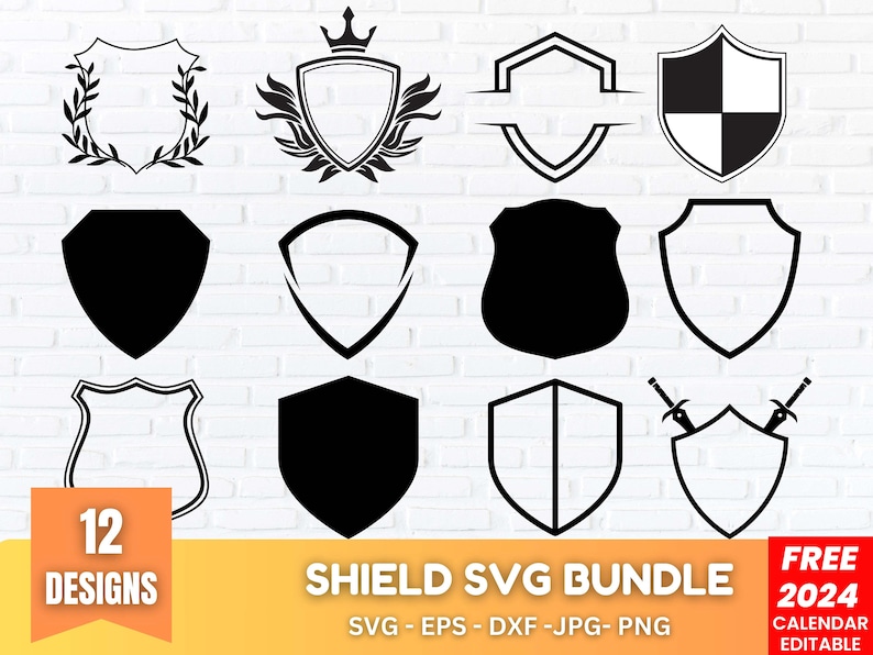 Shield Svg BUNDLE, Flowery Shield SVG, Shield PNG, Shield Clipart ...