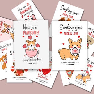 EDITABLE Printable Dog Valentine Cards, Valentines Day Cards, Valentine ...