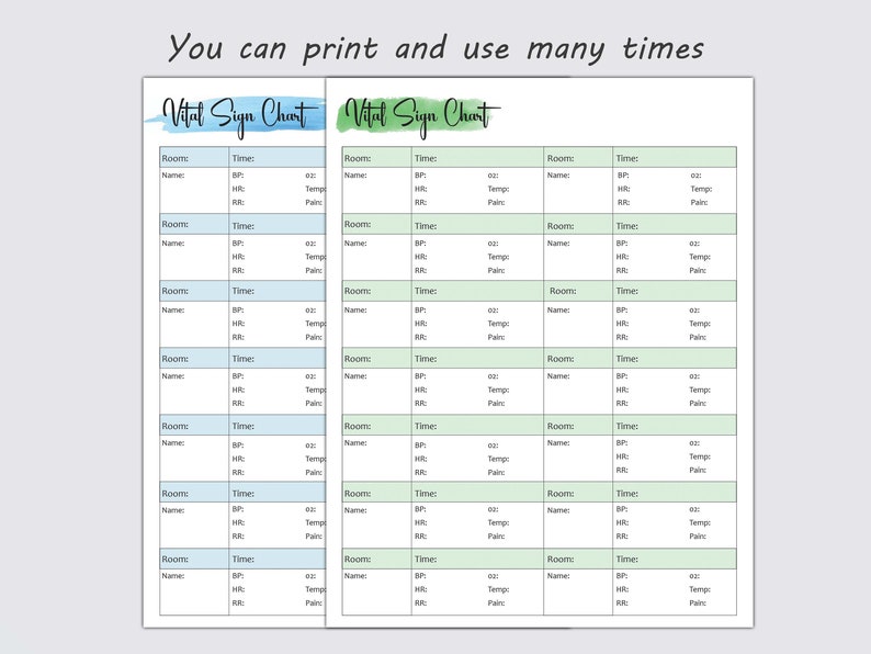 Printable Vital Sign Chart, Vital Sign Log, Vital Sign Tracker, Vital ...