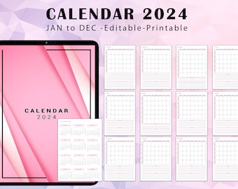 2024 Calendar and Important Dates Page Editable, 2024 Calendar Template ...