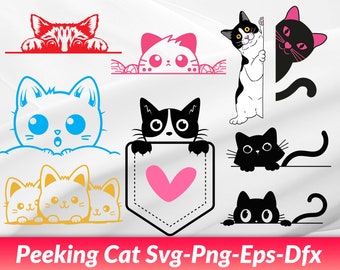 Peeking Cat Svg Cute Cat Svg, Black Cat Svg, Cat Bundle, Peeking Cat ...