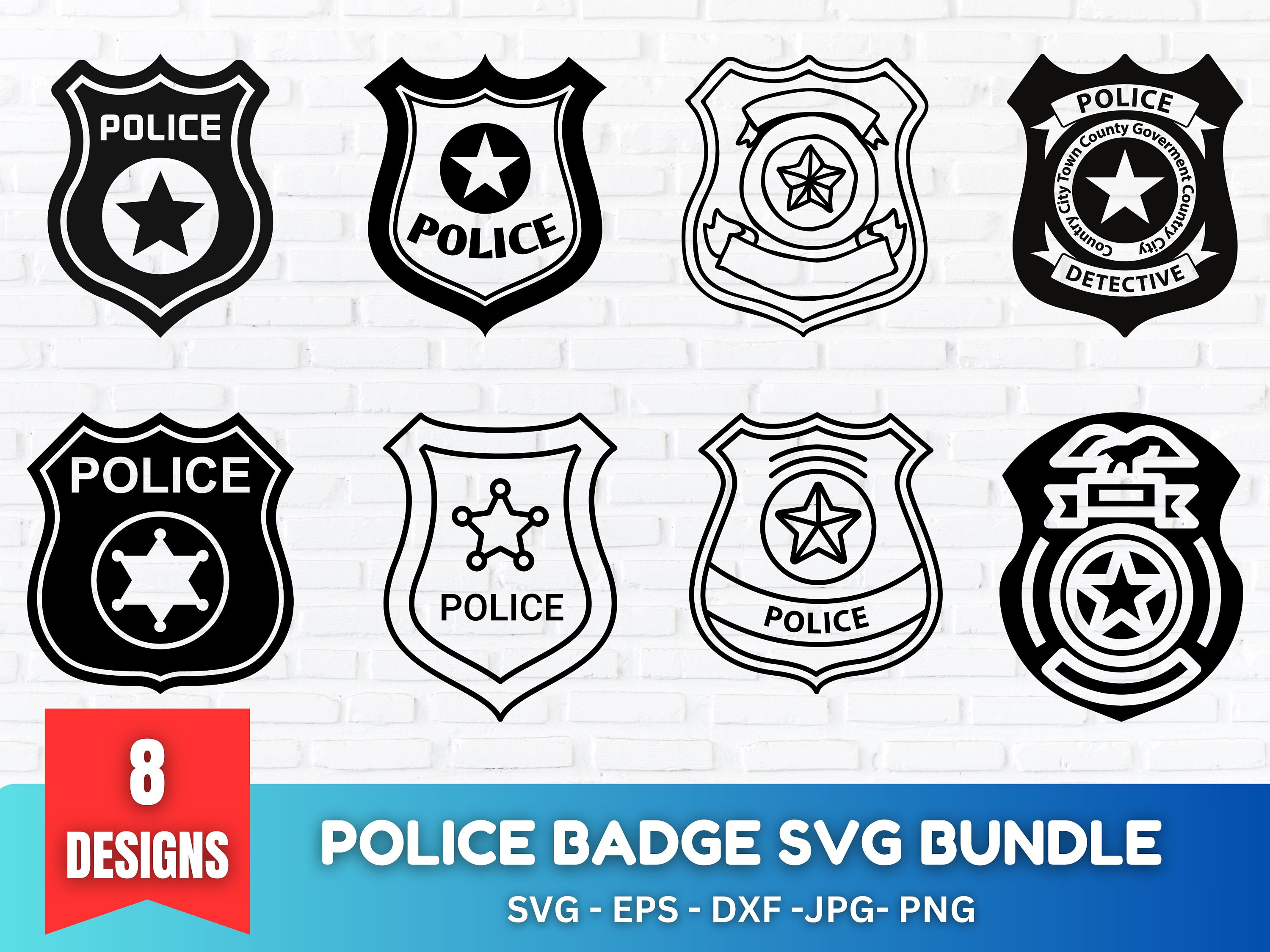 Police Badge Svg Bundle, American Police Badge Outline Svg Png ...