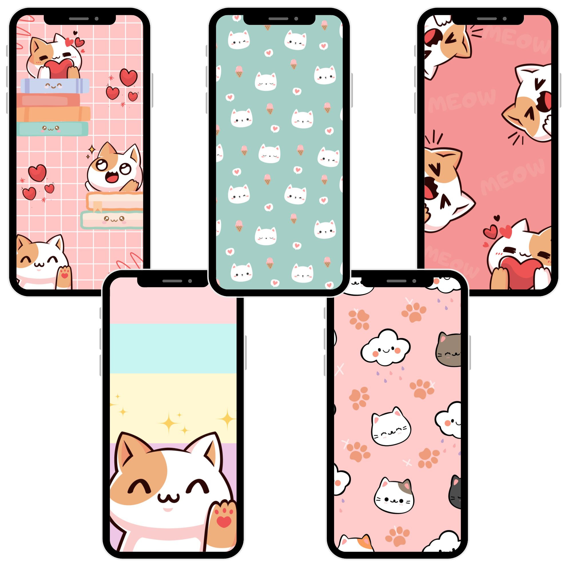 Kawaii Cat Phone Wallpaper | Kawaii Cat Phone Background | Cute Phone ...