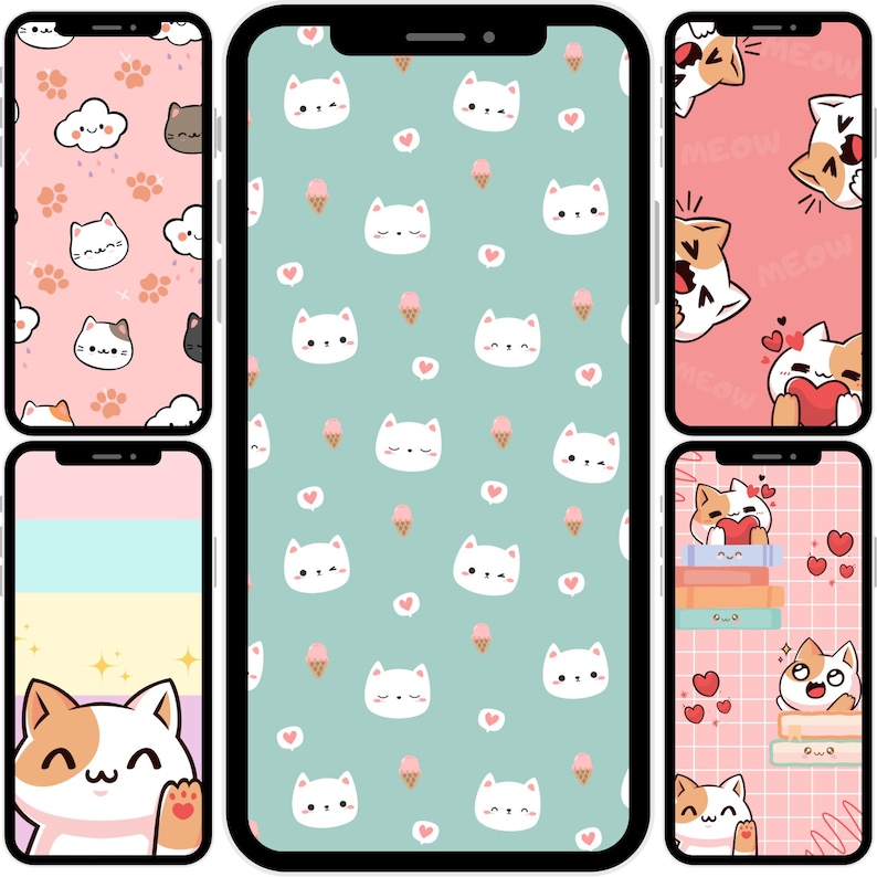 Kawaii Cat Phone Wallpaper | Kawaii Cat Phone Background | Cute Phone ...
