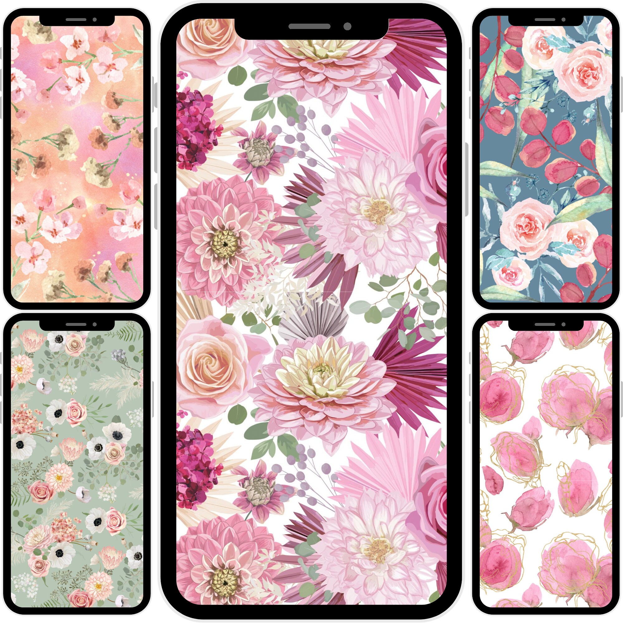 Pink Floral Phone Wallpaper Pink Floral Phone Background Cute Phone Background Pink Aesthetic
