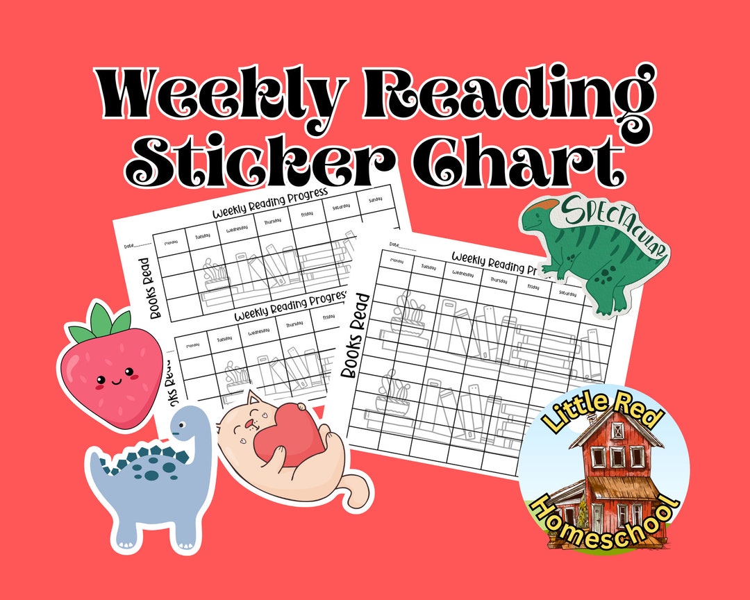 Weekly Reading Sticker Chart Printable | Book Tracker for Kids ...