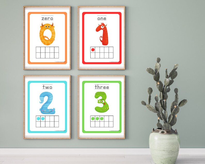 Monster Number Posters 0-20 | Fun Printable Counting Flashcards & Mini ...