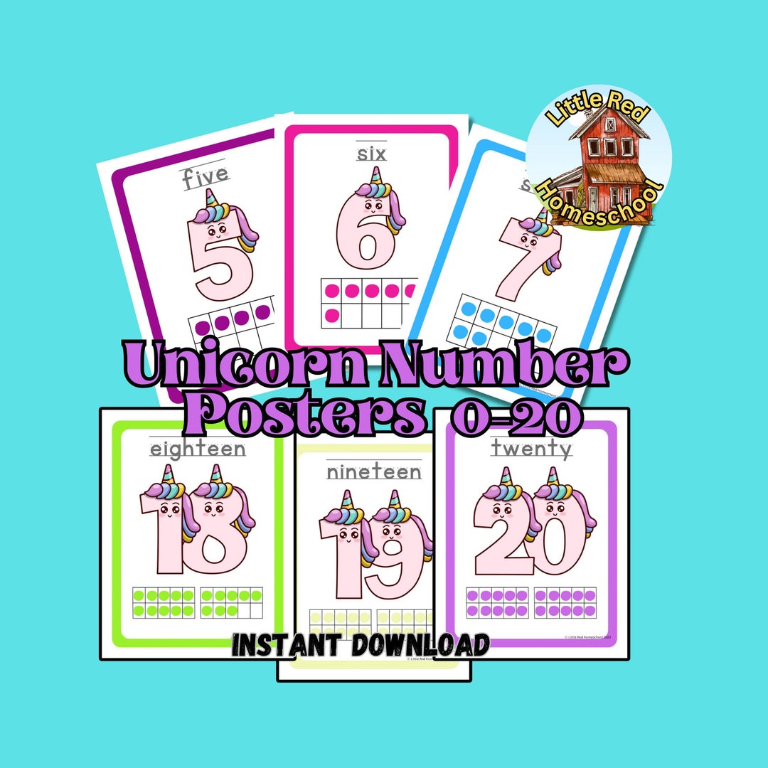 Unicorn Number Mini Posters Homeschool Decor Classroom Learning ...