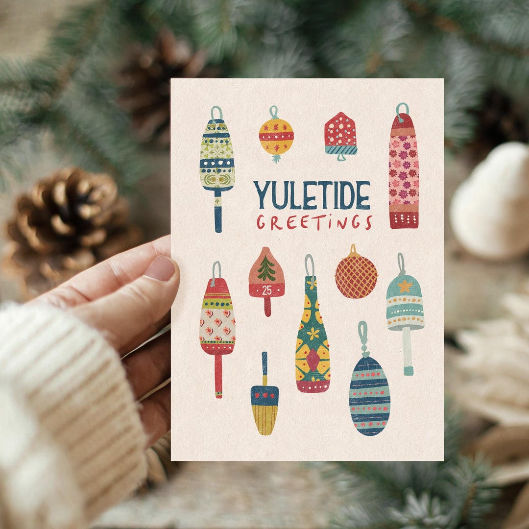 Yuletide Greetings Holiday Cards | Lobster Buoy | 10 Pack | Seaside ...