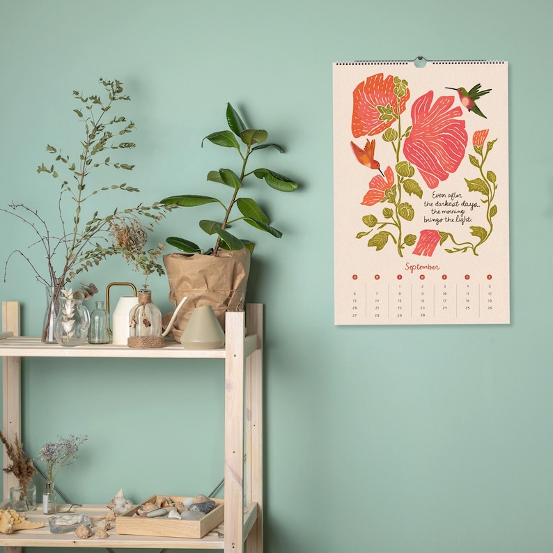 2026 Botanical Calendar | Affirmation Wall Art | Nature-inspired Floral ...