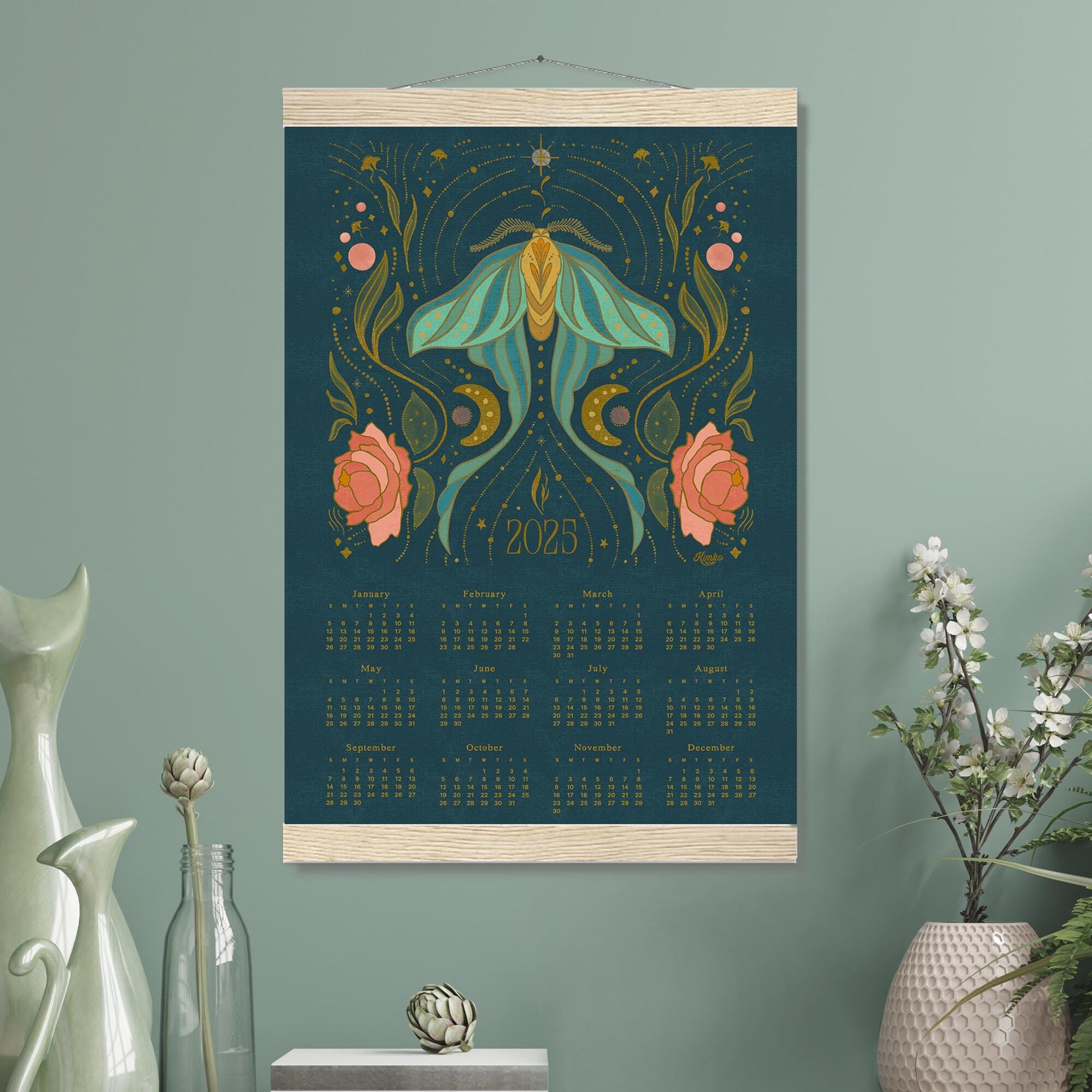 2025 Wall Calendar | Magical Luna Moth | Botanical Wall Print ...