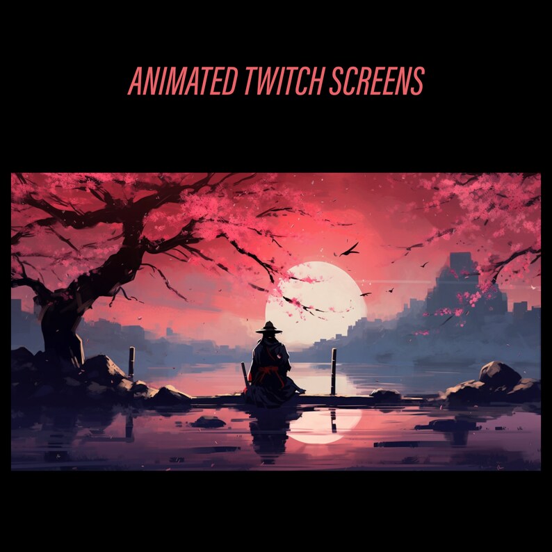 Twitch Samurai Cherry Blossom Animated Screens 5 Screens Offline, Brb ...