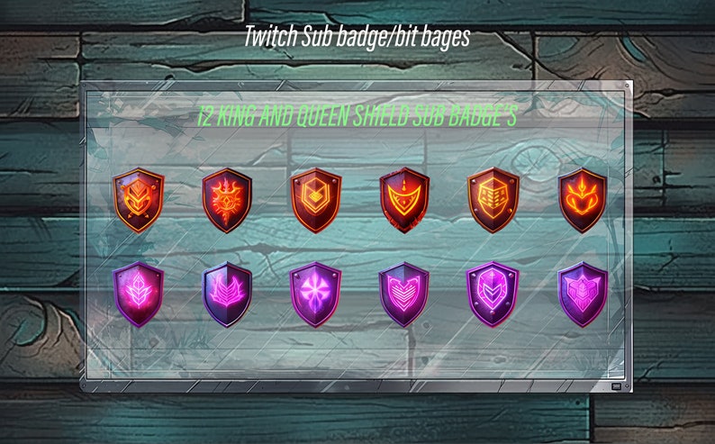 Twitch King & Queen Shields Sub Badge | | Twitch Shield Sub Badge ...