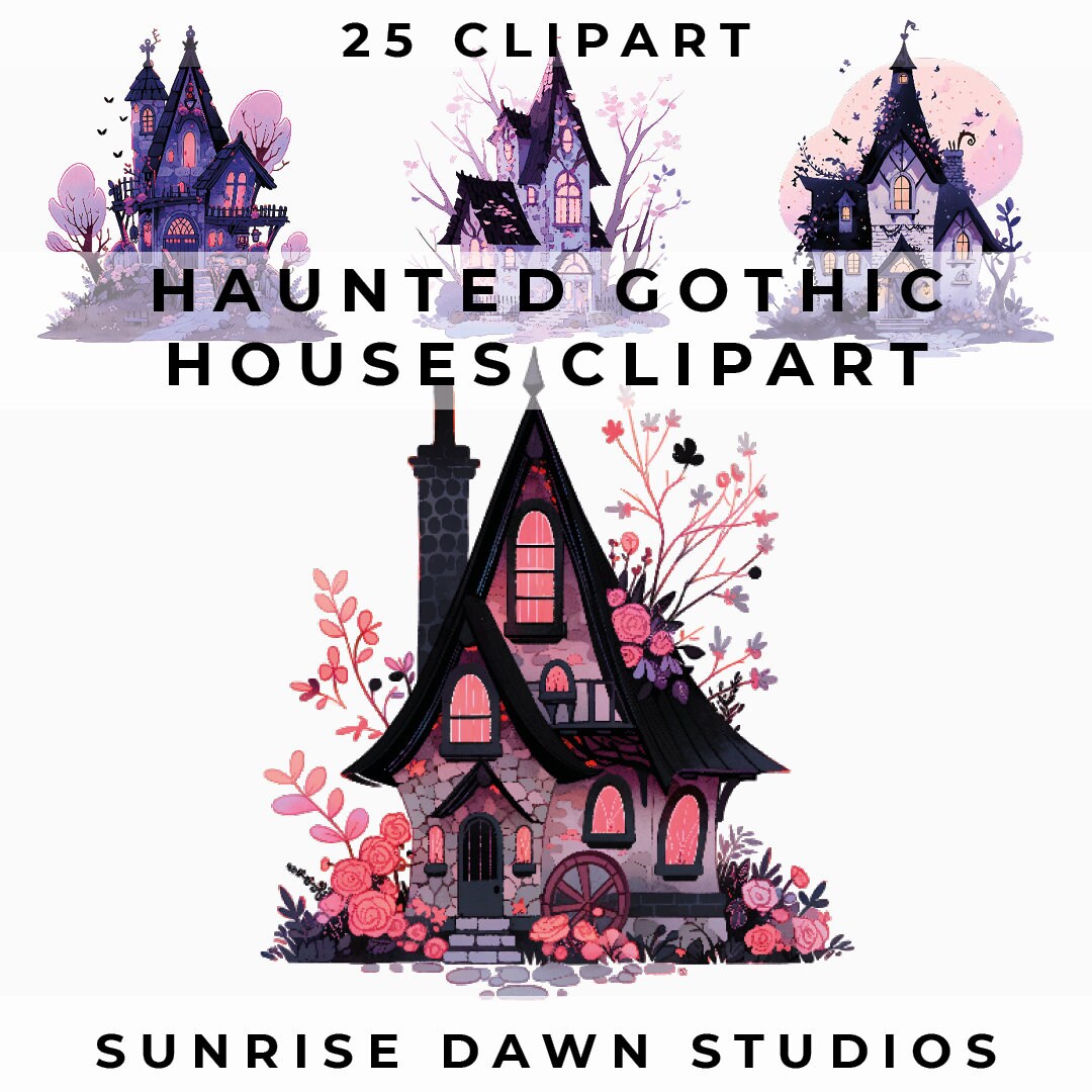 Gothic Haunted Houses Clipart Fantasy Witch Cottage High-resolution PNG, 300 DPI, 4096 X 4096 ...