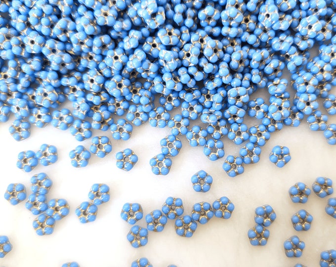 25 or 100 Tiny Bohemian Flower Beads, Forget-me-not Floral Botanical ...