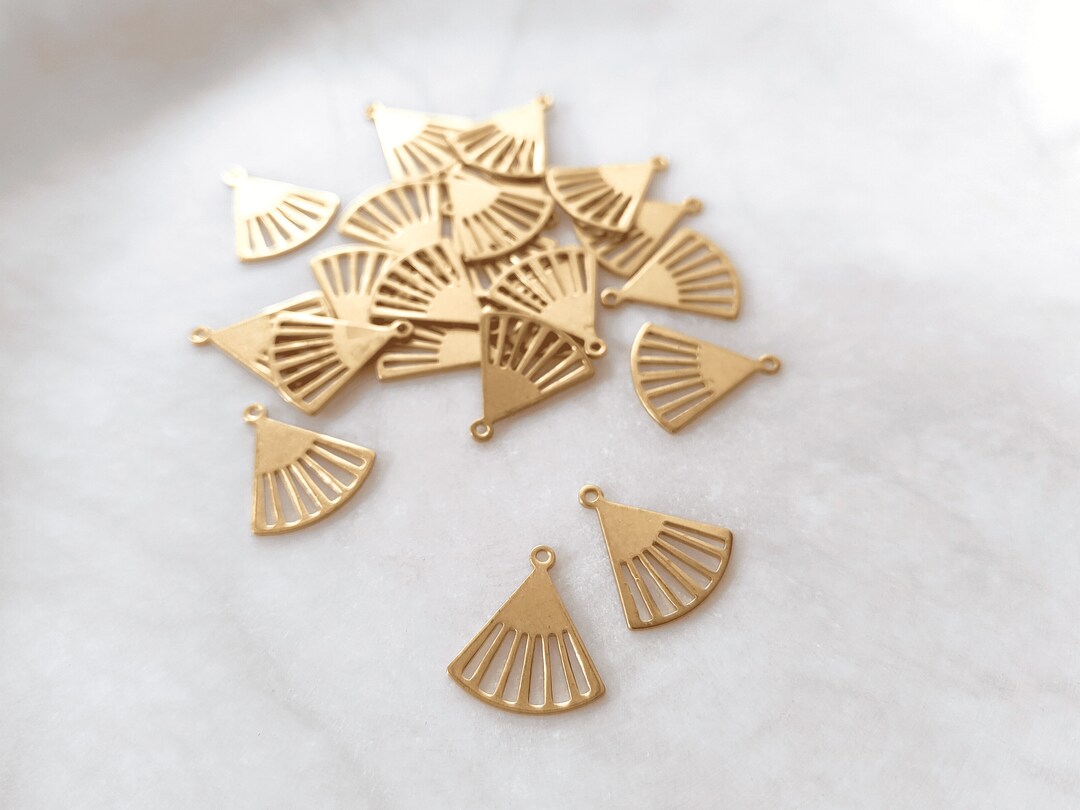 1 or 4 Raw Brass Fan Findings, Pretty 16mm X 14mm Metal Findings for ...