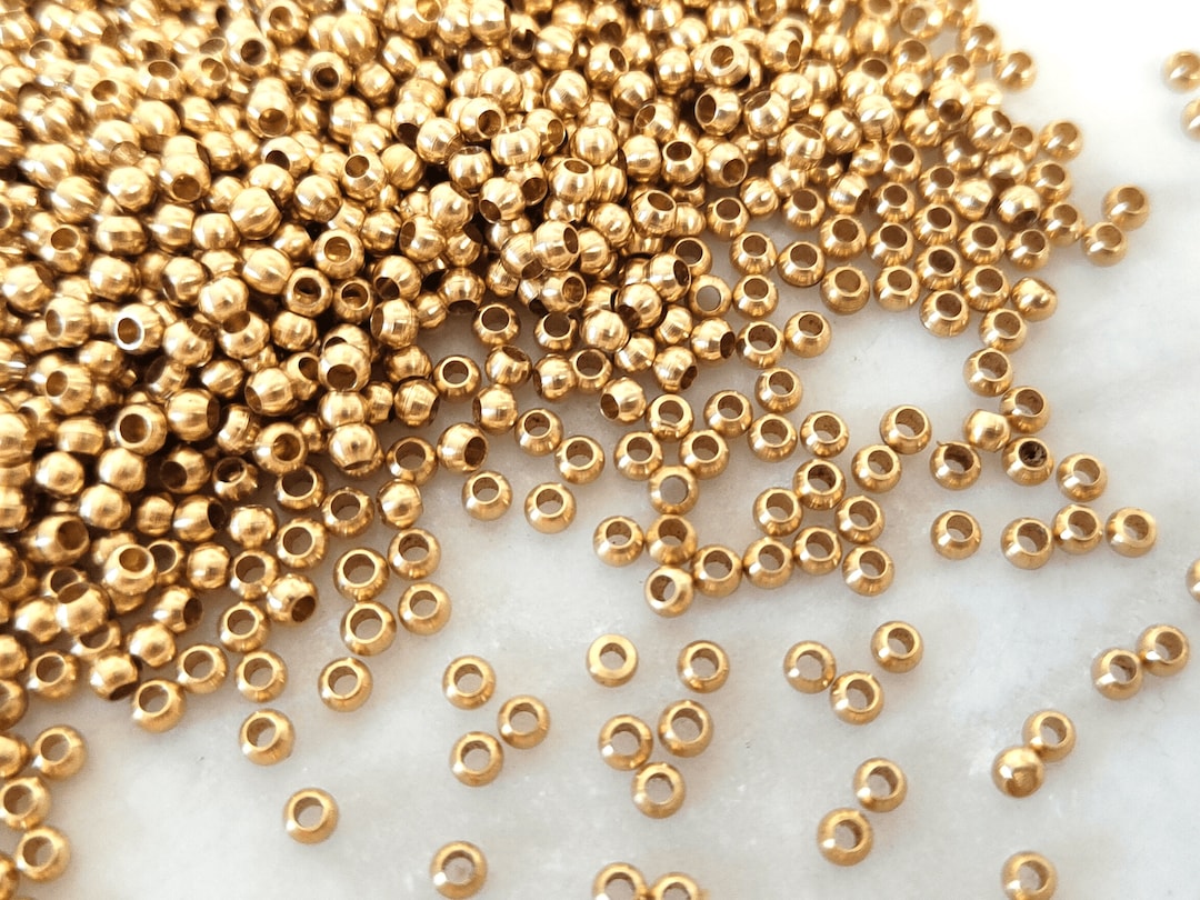 30 or 120 Round Raw Brass Beads, Pretty 3mm Metal Beads, Spacer Element ...