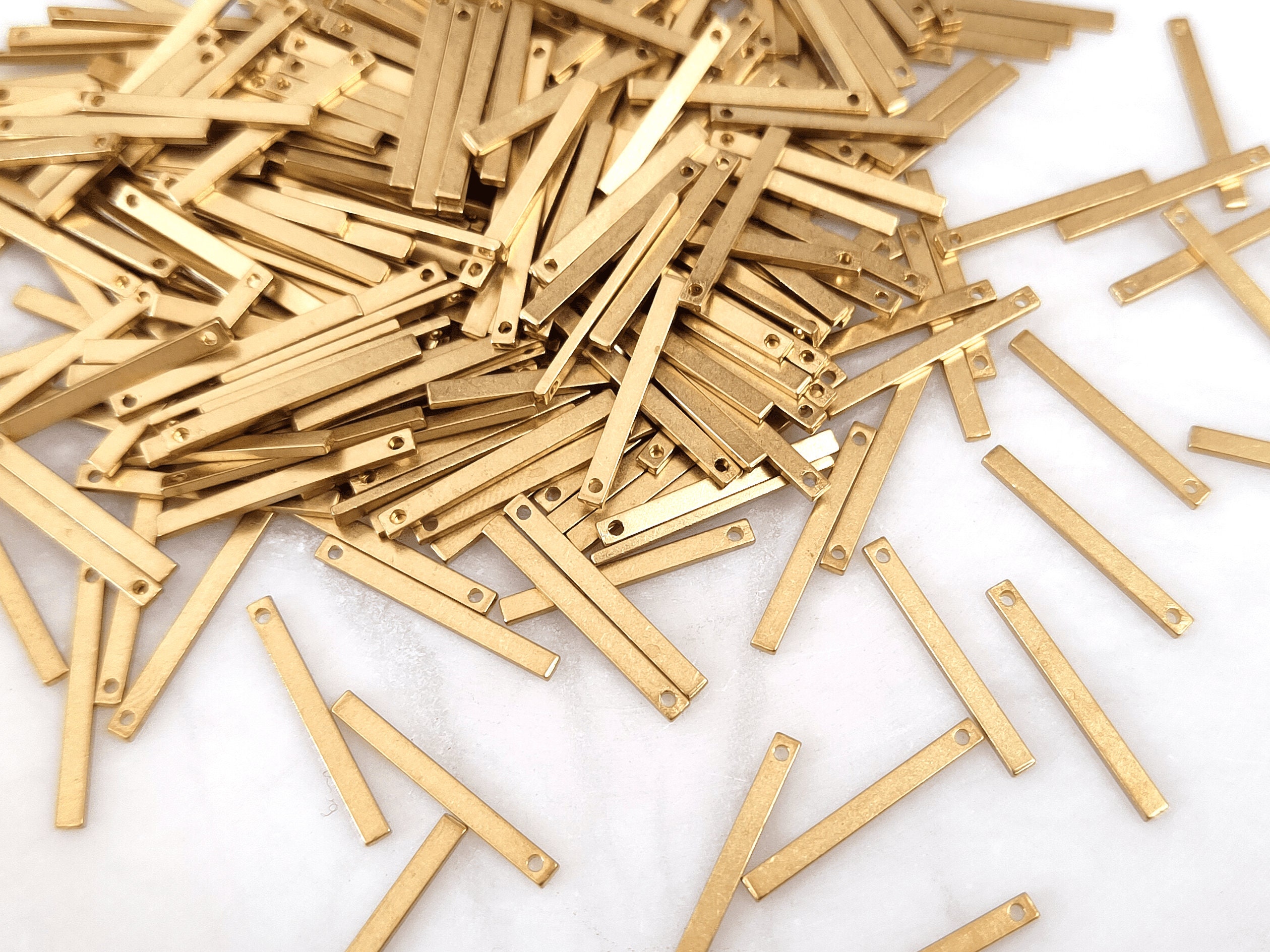 30 or 120 Raw Brass Bars, Pretty Flat 20mm Metal Bars, Closing Element ...