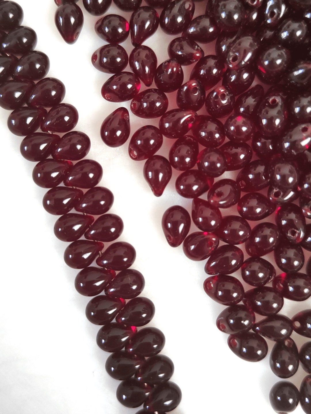 25 or 100 Czech Pressed Drop Glass Beads, Small Clear Round Tear 5x7mm ...