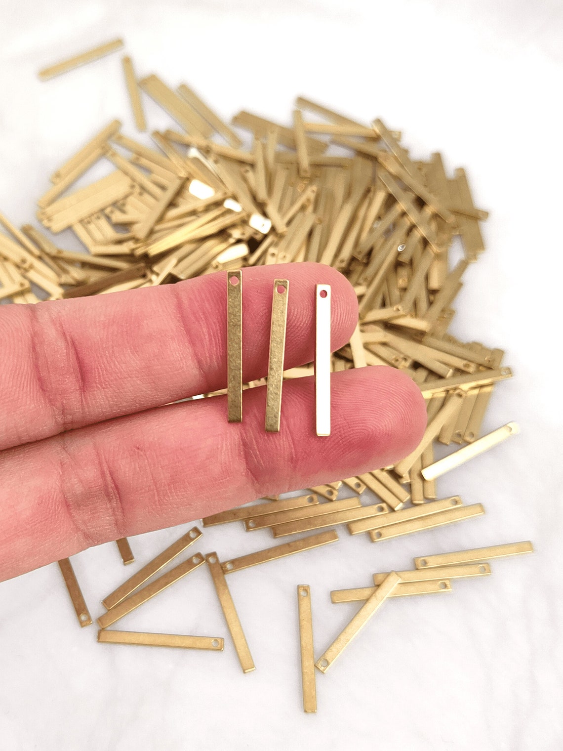 30 or 120 Raw Brass Bars, Pretty Flat 20mm Metal Bars, Closing Element ...