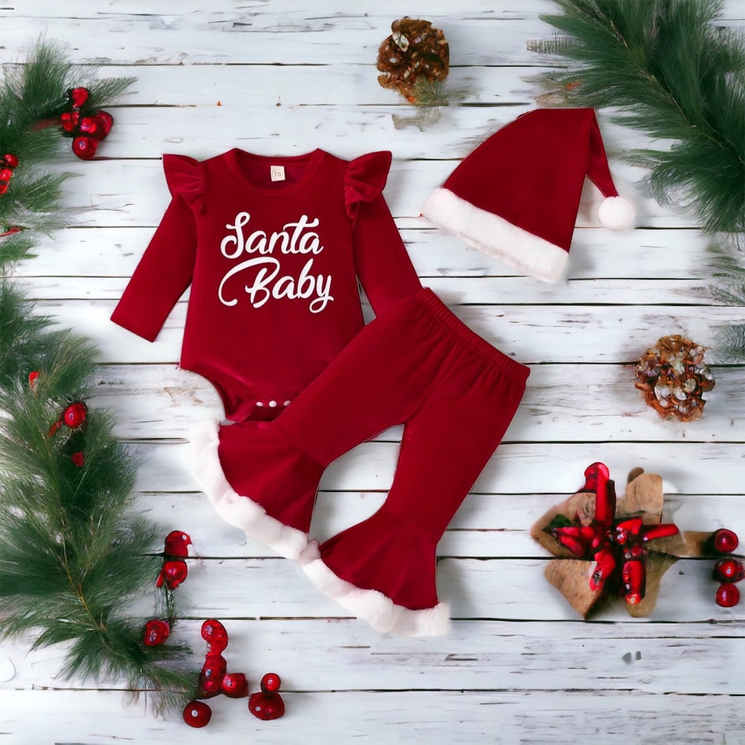 Baby Santa Newborn Set, First Christmas Outfit, Christmas Baby Grow ...