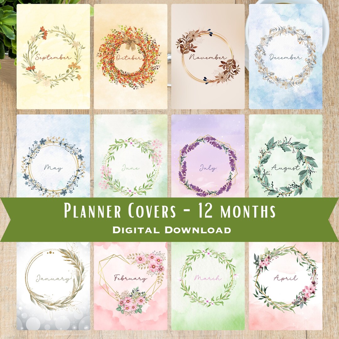 12 Month Floral Planner Covers Floral Planner Digital Download Monthly ...