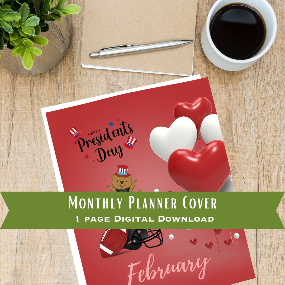 Planner Cover Printable Cover Page Digital Download February Heart ...